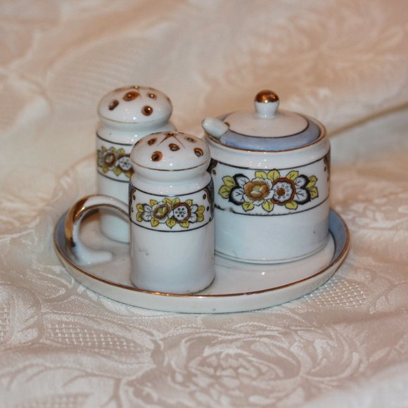 Noritake | Dining | Vintage Noritake Condiment Set Mustard Salt Pepper ...